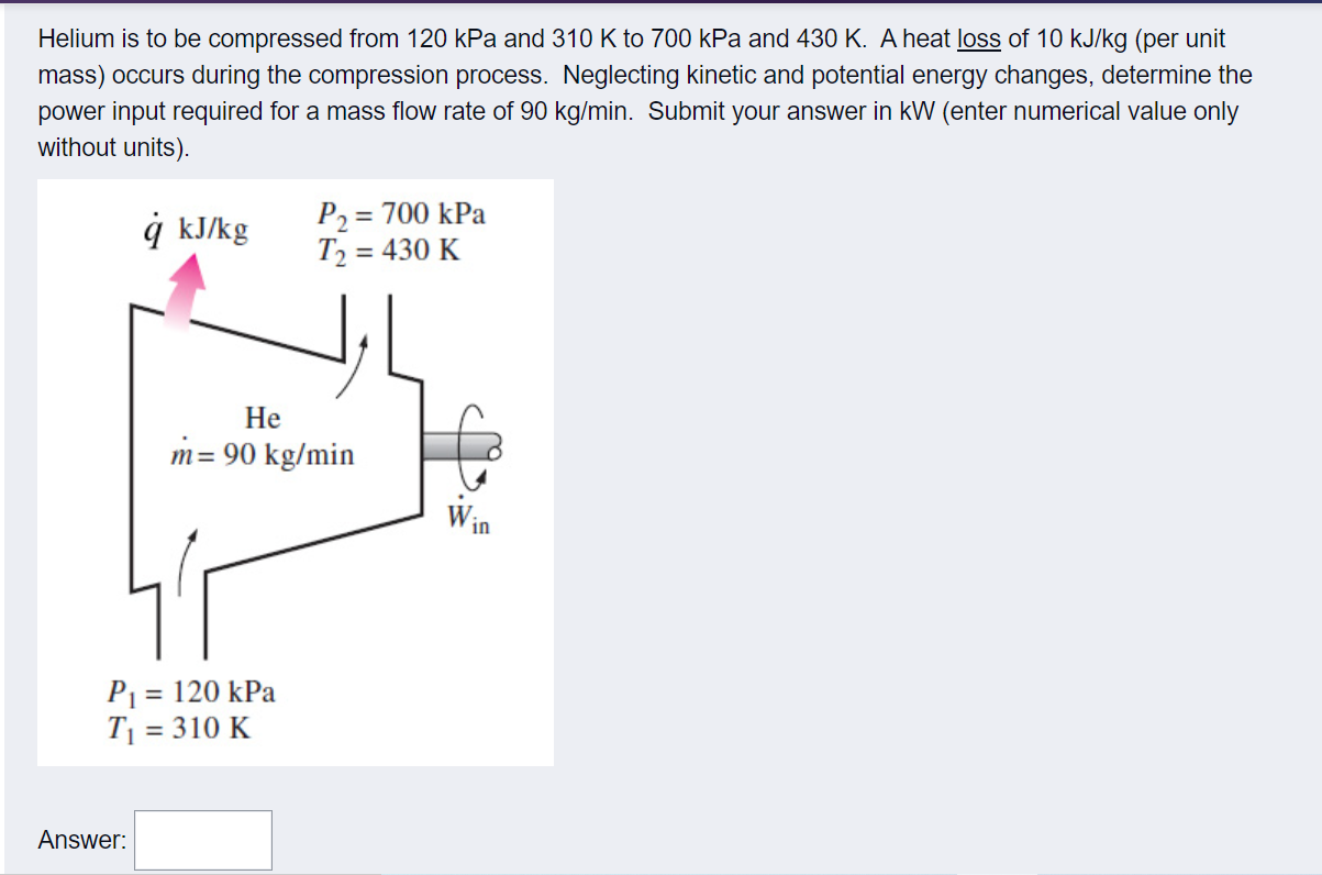 Solved Helium is to be compressed from 120 kPa and 310 K to | Chegg.com