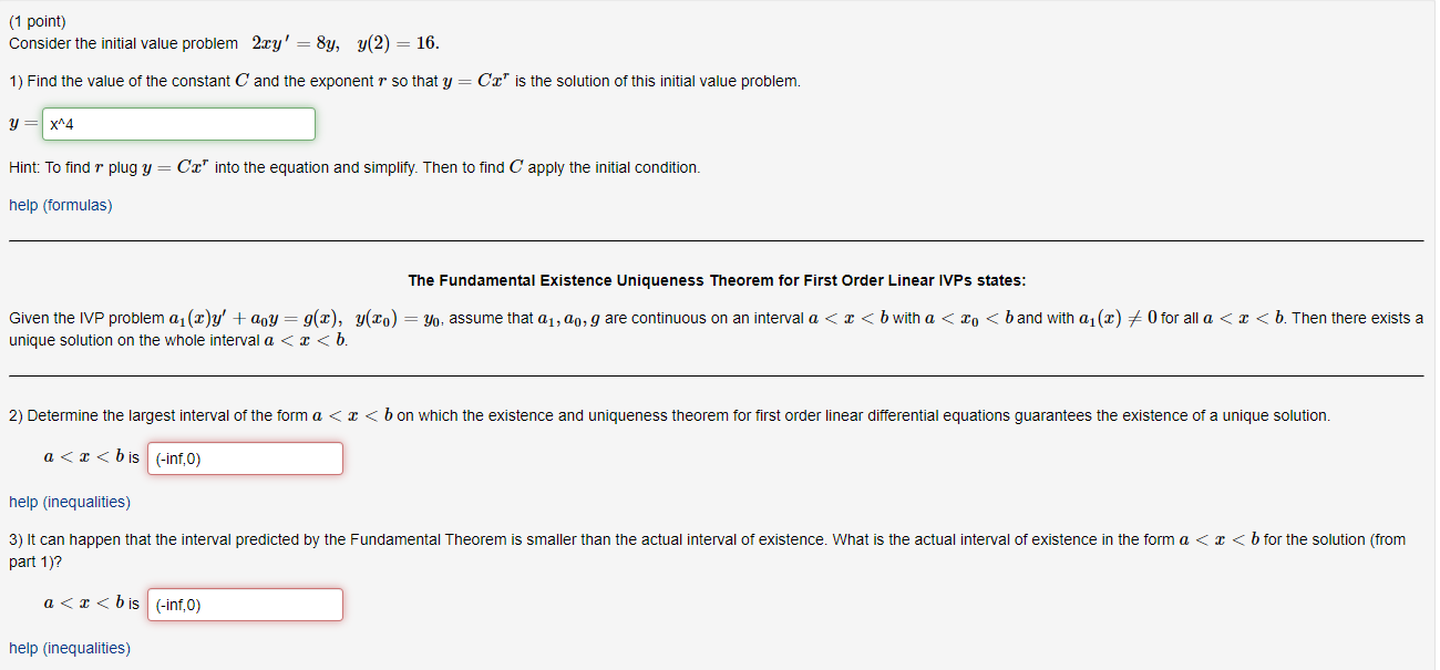 Solved (1 point) Consider the initial value problem 2xy' = | Chegg.com