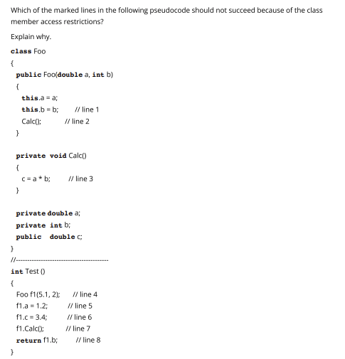Solved Which of the marked lines in the following pseudocode | Chegg.com