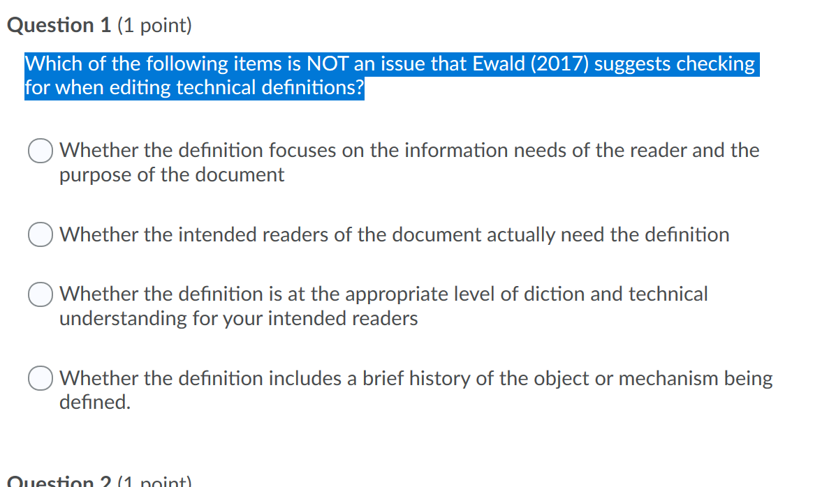 Solved Question 1 (1 point) Which of the following items is | Chegg.com