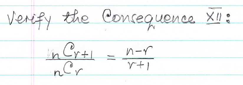 Solved Verify the following: nCr + 1 / nCr = n – r / r + | Chegg.com
