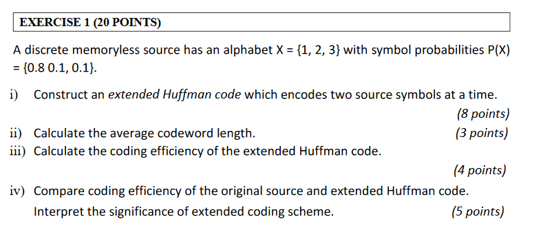 Solved EXERCISE 1 (20 POINTS) A discrete memoryless source | Chegg.com