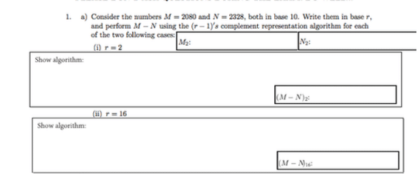 1. a) Consider the numbers M = 2080 and N = 2328, | Chegg.com