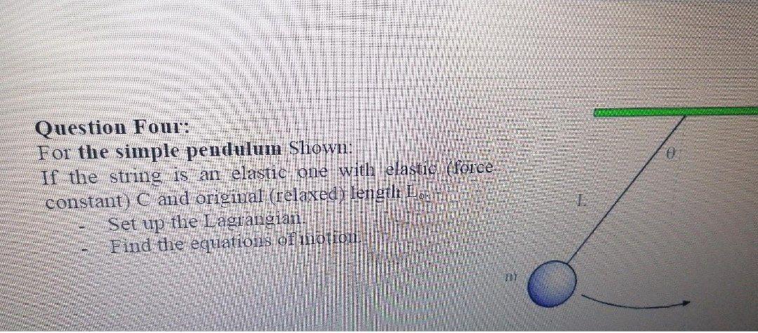 Solved Question Four: For the simple pendulum Shown: If the | Chegg.com