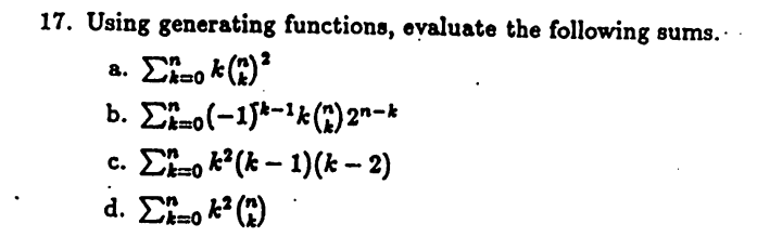 Solved 17. Using generating functions, ovaluate the | Chegg.com