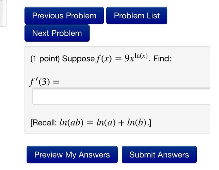 Solved Previous Problem Problem List Next Problem (1 point) | Chegg.com