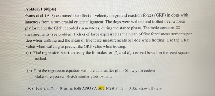 Solved Problem I (40pts) Evans et al. (A-5) examined the | Chegg.com