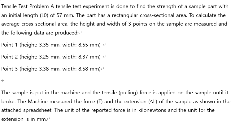 Solved Tensile Test Problem A tensile test experiment is | Chegg.com