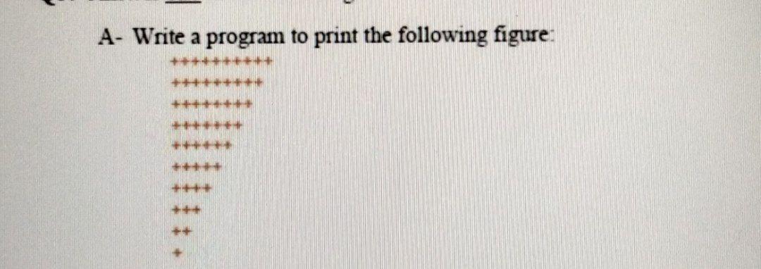 Solved A- Write a program to print the following figure: ++ | Chegg.com