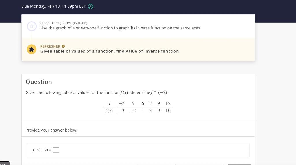 Solved CURRENT OBJECTIVE (PAUSED) Use the graph of a | Chegg.com