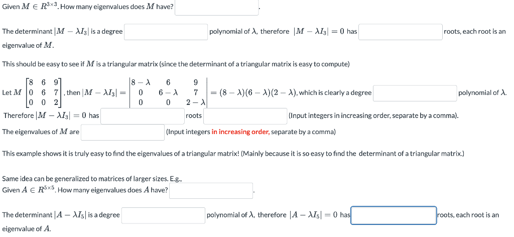 Solved Given M∈R3×3. How many eigenvalues does M have? The | Chegg.com