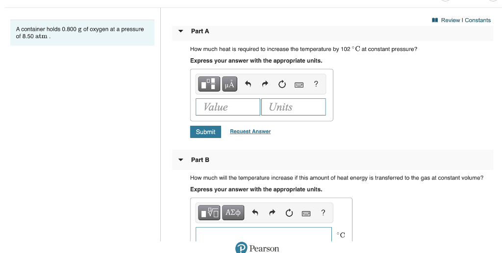 Solved A Review | Constants A container holds 0.800 g of | Chegg.com