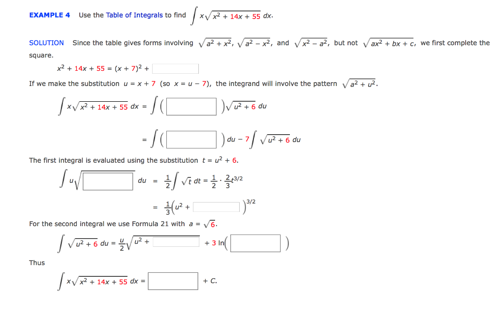 Solved EXAMPLE 4 Use the Table of Integrals to find XV X2 + | Chegg.com