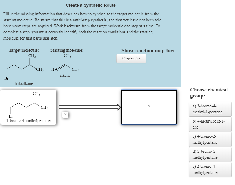 Solved Create a Synthetic Route Fill in the missing | Chegg.com