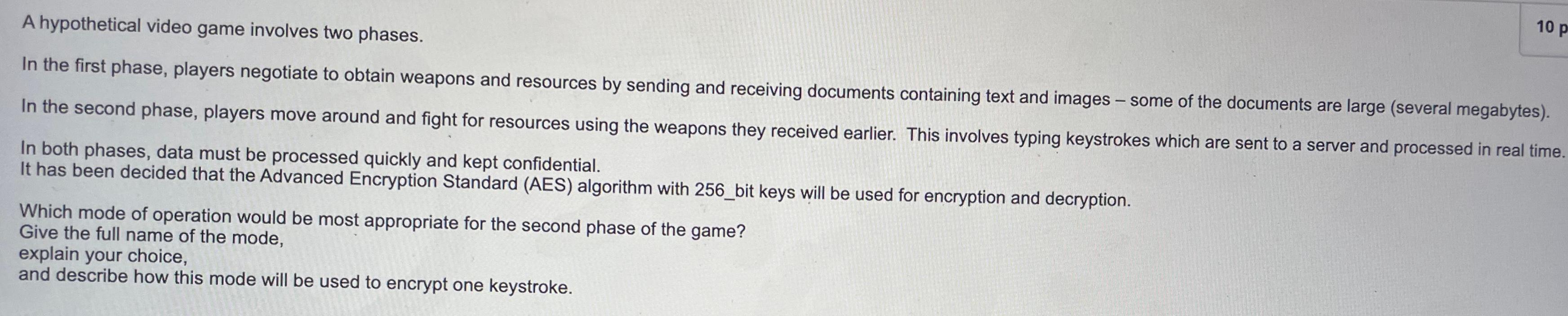 Solved A hypothetical video game involves two phases. 10 P | Chegg.com