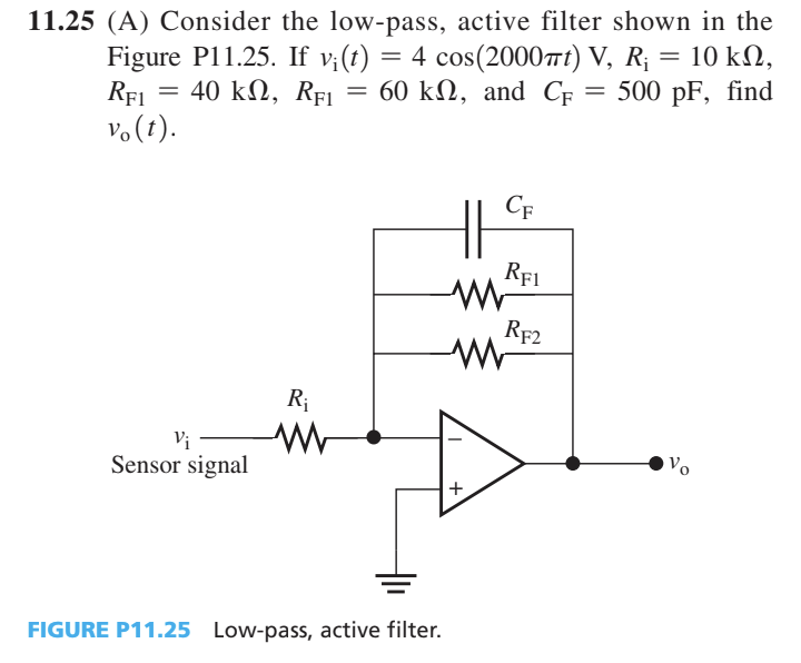 Solved 11.25 (A) Consider the low-pass, active filter shown | Chegg.com
