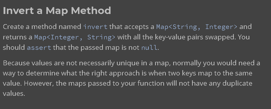 Solved Invert A Map Method Create A Method Named Invert That 4159