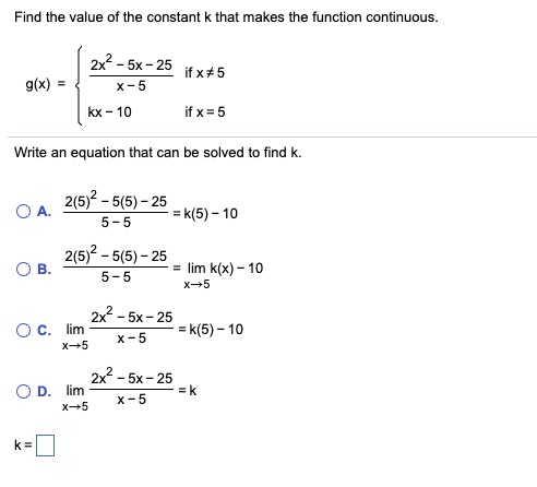 Solved Find the value of the constant k that makes the | Chegg.com