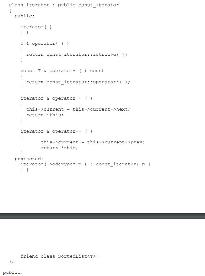 Solved 1 [30 marks] (The SortedLinkedList class template) | Chegg.com