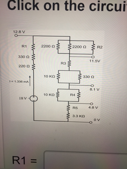 Solved (5 points) For the following circuit, solve for R1, | Chegg.com