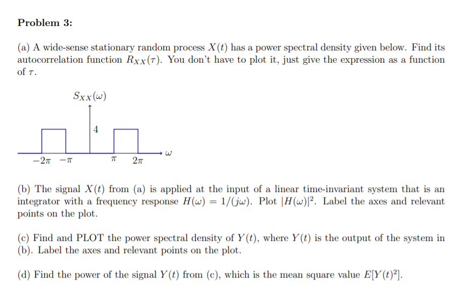 Problem 3: (a) A wide-sense stationary random process | Chegg.com