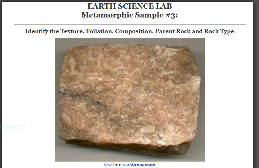 Solved EARTH SCIENCE LAB Metamorphic Sample #2: Identify the | Chegg.com