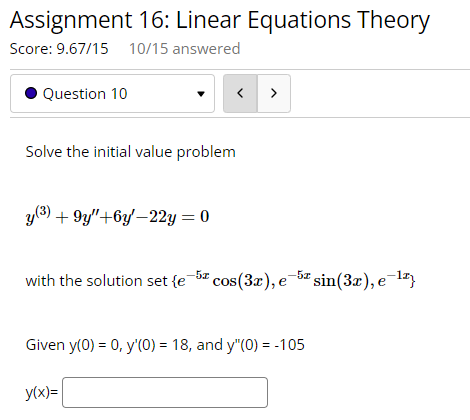 Solved Assignment 16: Linear Equations Theory Score: 9.67/15 | Chegg.com