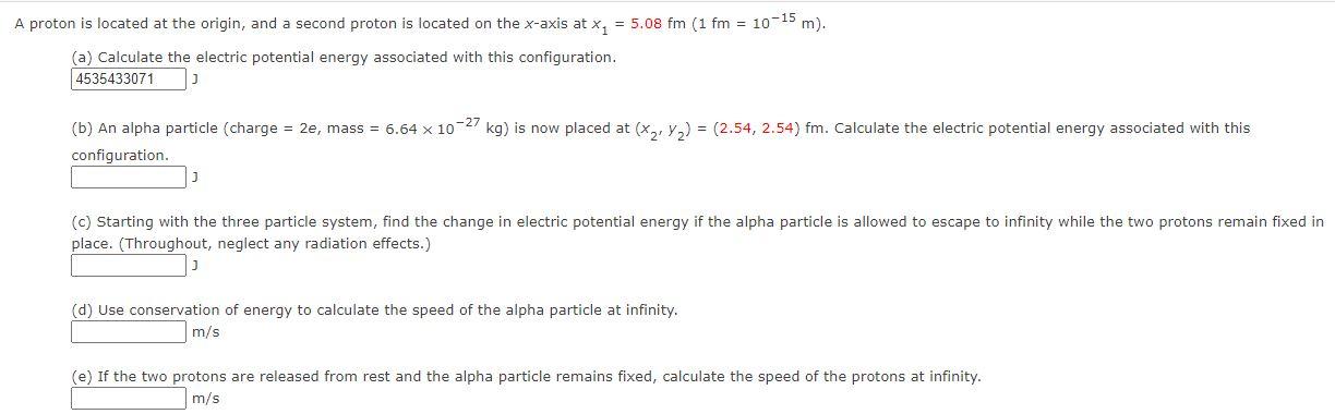 Solved A proton is located at the origin, and a second | Chegg.com