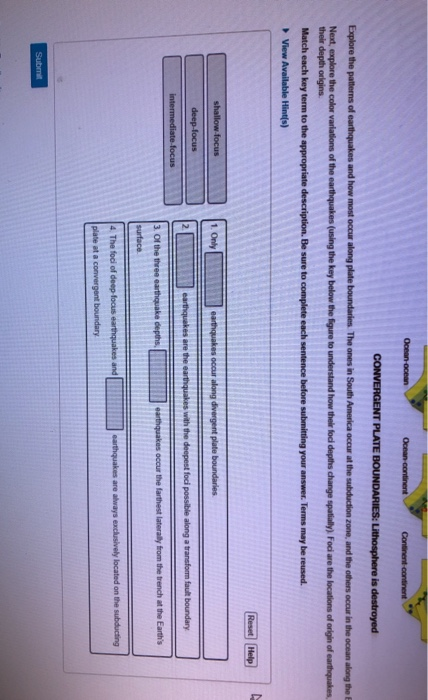 Solved Ocean oceant Ocean continent Continent continent | Chegg.com