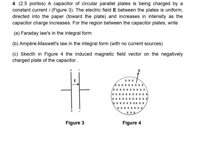 Solved 4. (2.5 pontos) A capacitor of circular parallel | Chegg.com