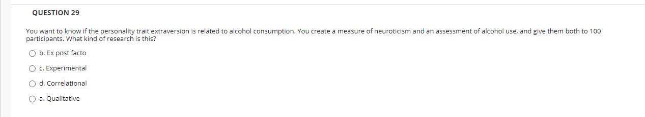 Solved QUESTION 29 You want to know if the personality trait | Chegg.com