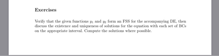 Solved Exercises Verify that the given functions yi and y2 | Chegg.com