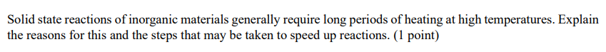 Solved Solid state reactions of inorganic materials | Chegg.com