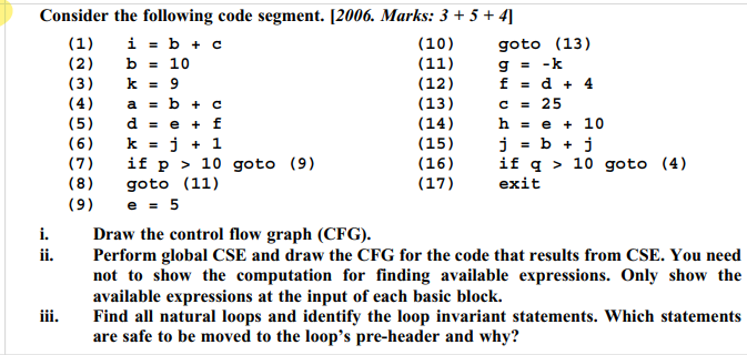 Solved Consider the following code segment. [2006. Marks: | Chegg.com