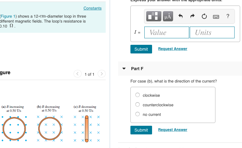 Solved Part B (Figure 1) shows a 12-cm-diameter loop in | Chegg.com