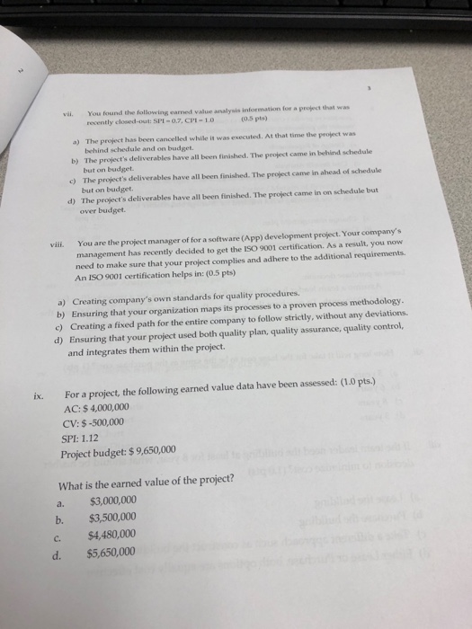 Solved You found the following earned value analysis | Chegg.com