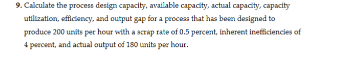 Solved 9. Calculate the process design capacity, available | Chegg.com