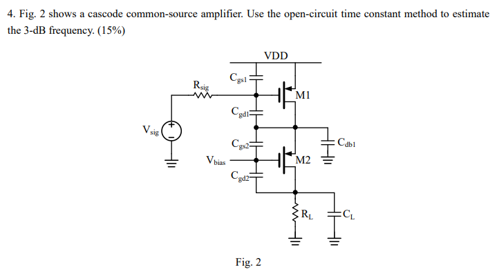Solved 4. Fig. 2 shows a cascode common-source amplifier. | Chegg.com