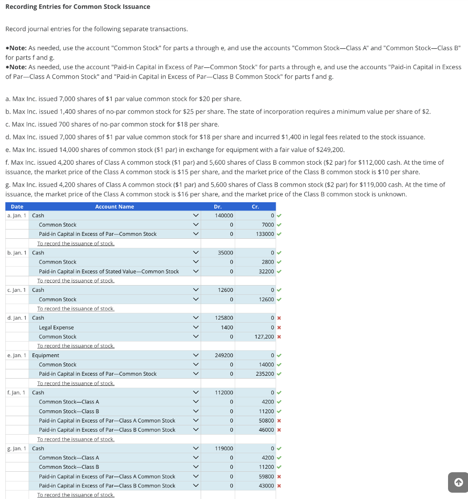 Solved Recording Entries for Common Stock Issuance Record | Chegg.com