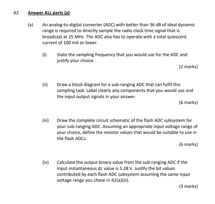 Solved A2 Answer ALL parts (a) (a) An analog-to-digital | Chegg.com