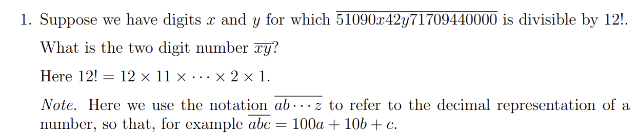 Suppose we ﻿have digits x ﻿and y ﻿for which | Chegg.com