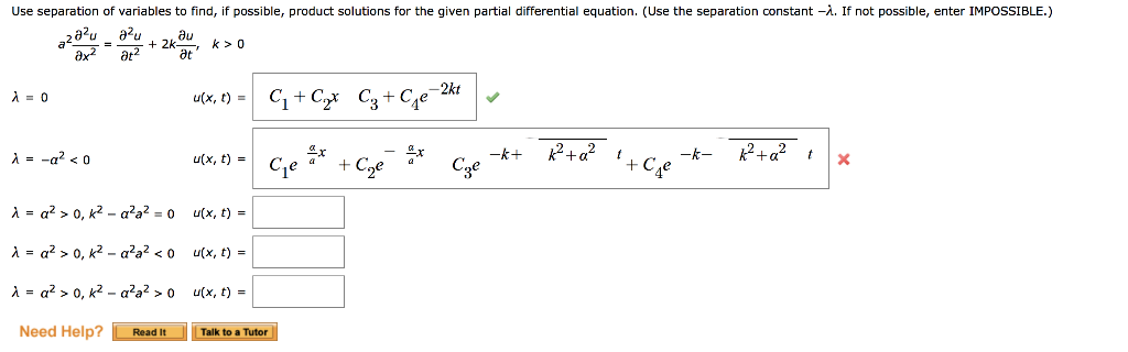 Solved Use separation of variables to find, if possible, | Chegg.com