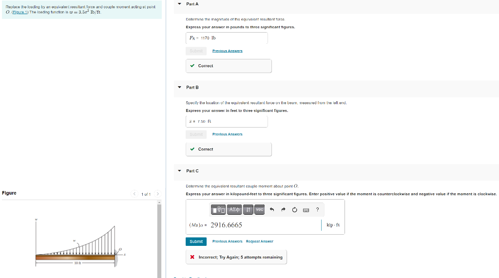 Solved Replace the loading by an equivalent resultant force | Chegg.com