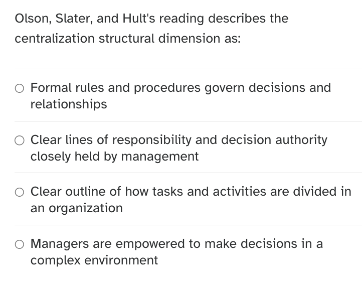Solved Olson, Slater, and Hult's reading describes | Chegg.com