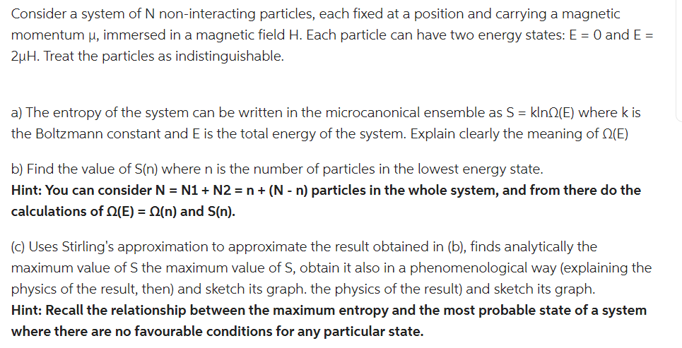 Solved Consider a system of N non-interacting particles, | Chegg.com