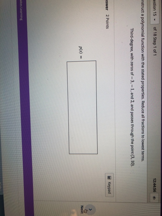 Solved estion 15 of 18 Step 1 of 1 12:44:56 nstruct a | Chegg.com Solved estion 15 of 18 Step 1 of 1 12:44:56 nstruct a | Chegg.com