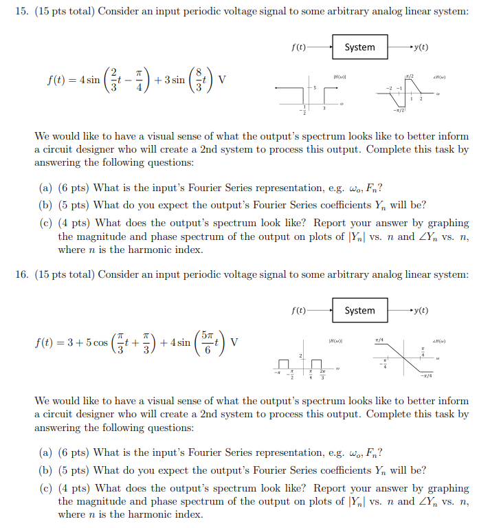 Solved 15. (15 pts total) Consider an input periodic voltage | Chegg.com