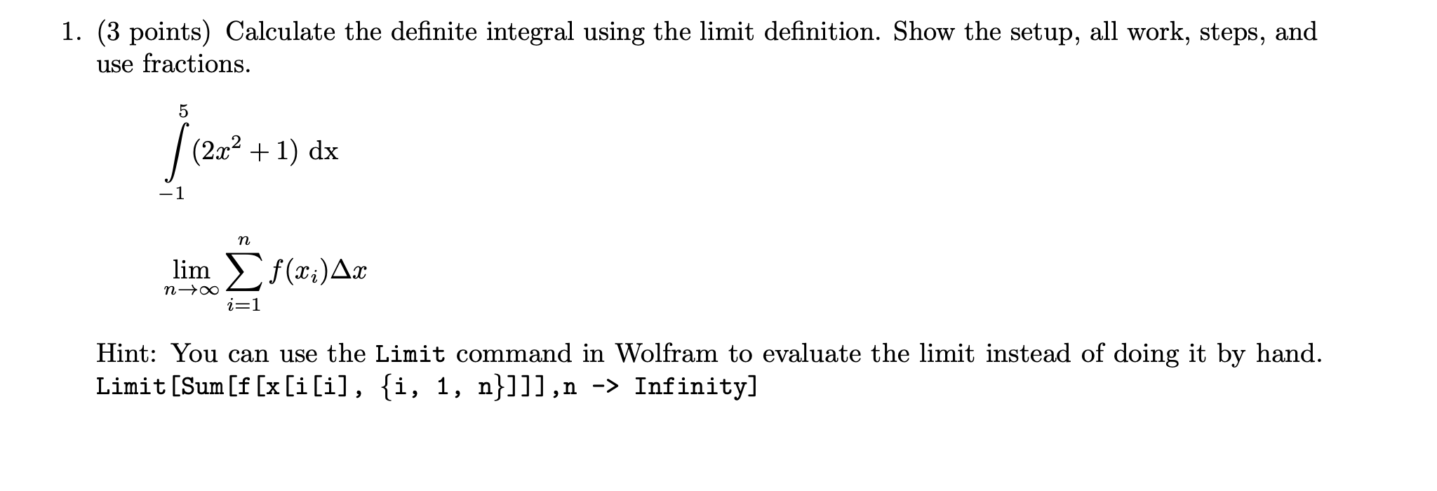 Solved 1. (3 points) Calculate the definite integral using | Chegg.com