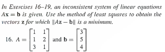 Solved In Exercises 16-19, an inconsistent system of linear | Chegg.com