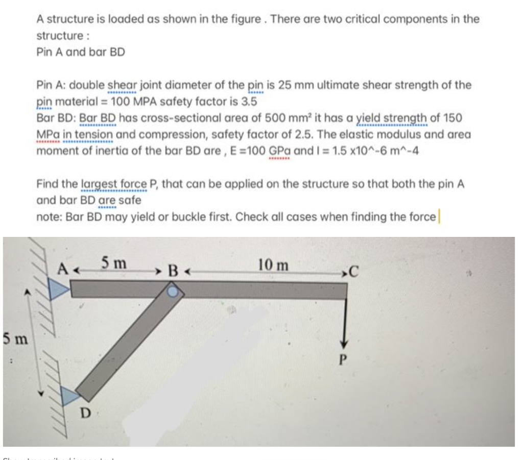Solved A structure is loaded as shown in the figure. There | Chegg.com
